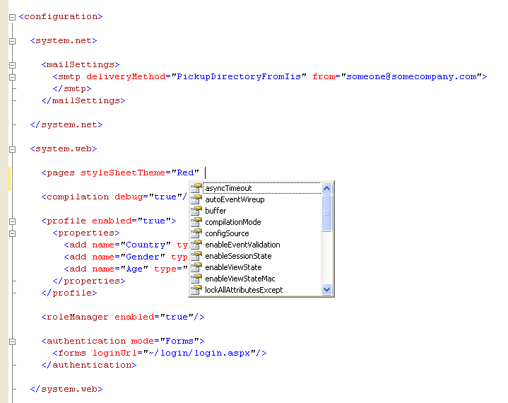 ScottGu's Blog - VS 2005 Intellisense in web.config files ScottGu's Blog - VS 2005 Intellisense in web.config files