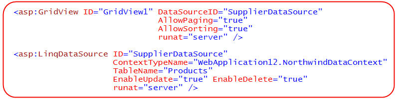 Scottgus Blog Linq To Sql Part 5 Binding Ui Using The Asplinqdatasource Control