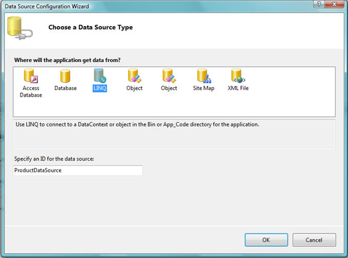 Scottgus Blog Linq To Sql Part 5 Binding Ui Using The Asplinqdatasource Control