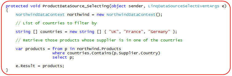 Scottgus Blog Linq To Sql Part 9 Using A Custom Linq Expression With The Control