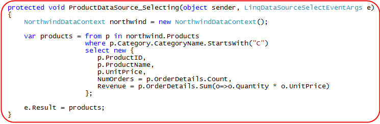 Scottgus Blog Linq To Sql Part 9 Using A Custom Linq Expression With The Control